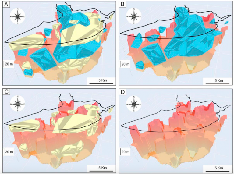 K-nearest neighbors algorithm used for classifying geological variables.